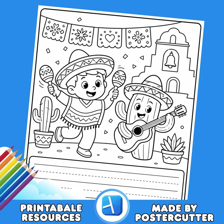 Cinco de Mayo Coloring Writing Activity for Kindergarten & 1st Grade ...